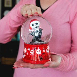 Disney The Nightmare Before Christmas Santa Jack Skellington 6-Inch Light-Up Snow Globe with Swirling Glitter Display Piece Keepsake | Home Decor for Kids Room Essentials | Tim Burton