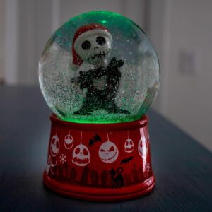 Disney The Nightmare Before Christmas Santa Jack Skellington 6-Inch Light-Up Snow Globe with Swirling Glitter Display Piece Keepsake | Home Decor for Kids Room Essentials | Tim Burton