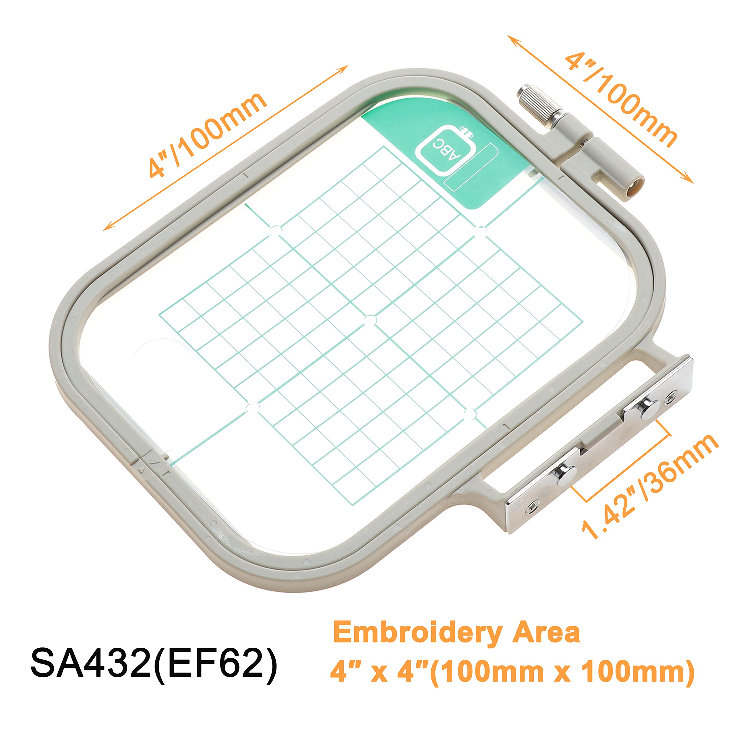 New brothread Embroidery Machine Hoop SA432 with 4"x4" Embroidery Area for Brother SE625 SE600 SE425 SE400 PE550D PE540D PE535 PE525 PE500 LB5000 LB7000 & BabyLock Sofia 2 Verve