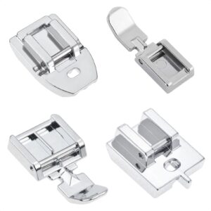 tiseker 4 pieces zipper foot sewing machine presser foot set of invisible concealed narrow zipper foot, fits for most snap on singer, brother, janome, babylock low shank sewing machines