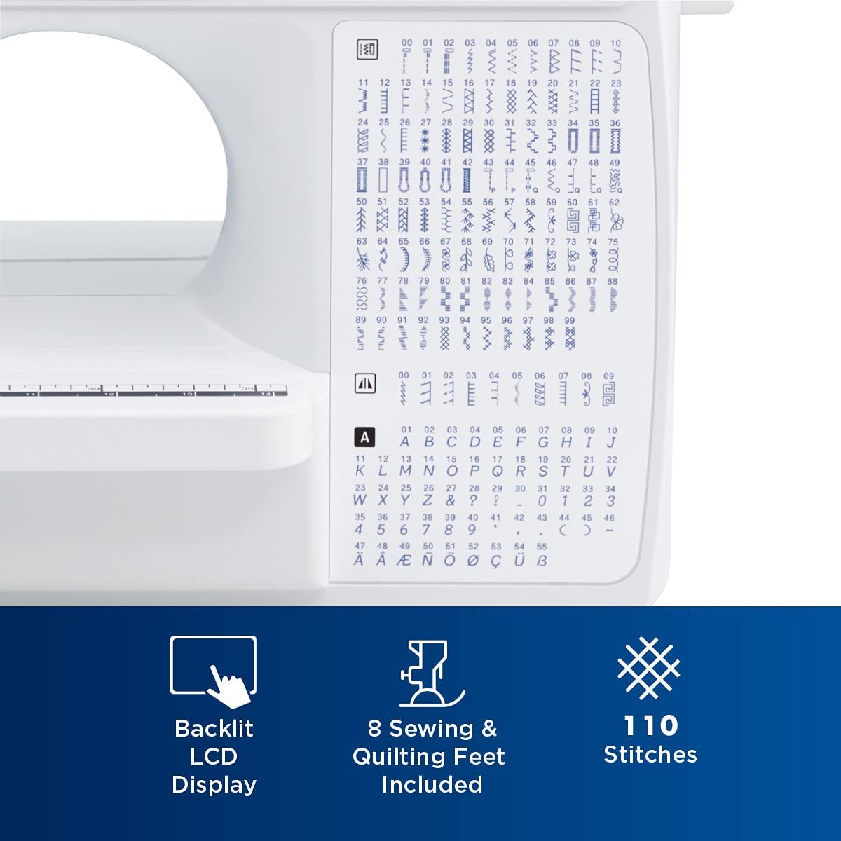 Brother XR9550 Sewing and Quilting Machine, Computerized, 165 Built-in Stitches, LCD Display, Wide Table, 8 Included Presser Feet - White