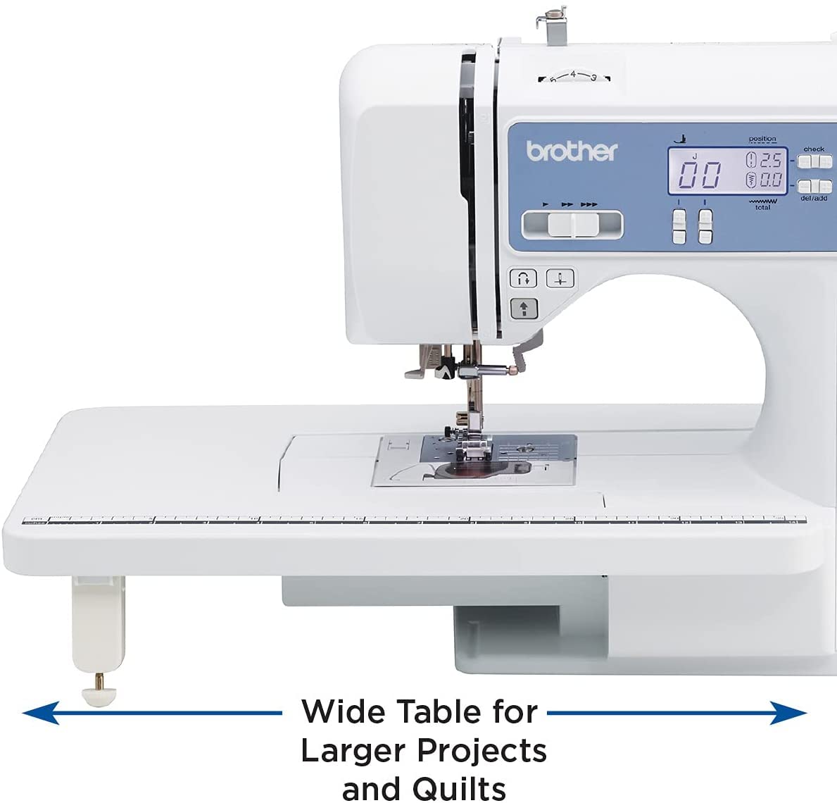 Brother XR9550 Sewing and Quilting Machine, Computerized, 165 Built-in Stitches, LCD Display, Wide Table, 8 Included Presser Feet - White