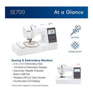 Brother SE700 Elite Computerized LCD Touchscreen Sewing and Embroidery Machine Bundle with Sewing Bundle (3 Items)