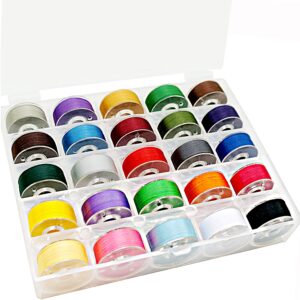 new brothread 25pcs assorted colors 70d/2 (60wt) prewound bobbin thread plastic size a sa156 for embroidery and sewing machine diy embroidery thread sewing thread