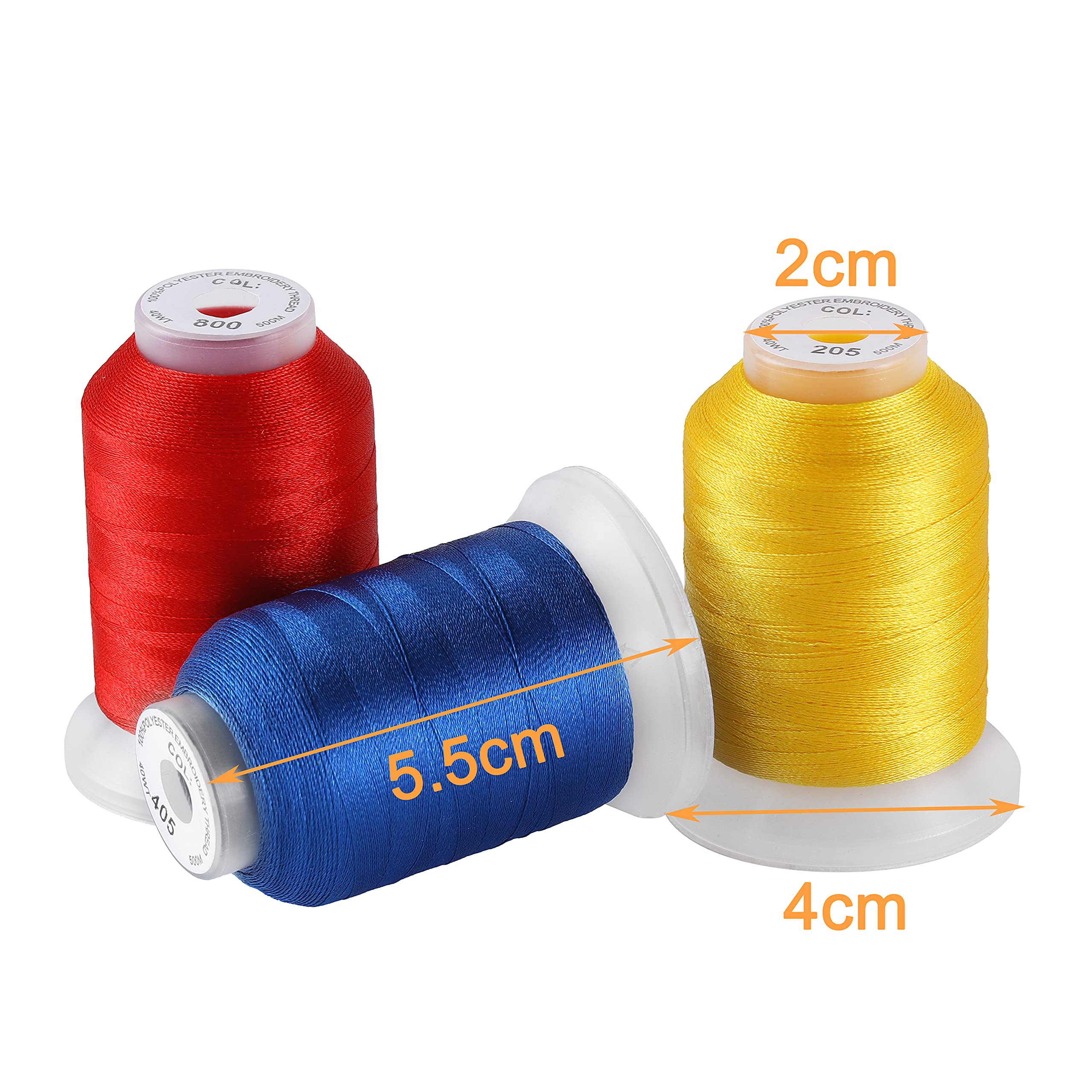 New brothread 50 Spools Embroidery Machine Thread Kit Including 40 Brother Colors+8 Variegated Colors+2 Metallic Colors for Brother Janome Singer Pfaff Husqvarna Embroidery Sewing Machines