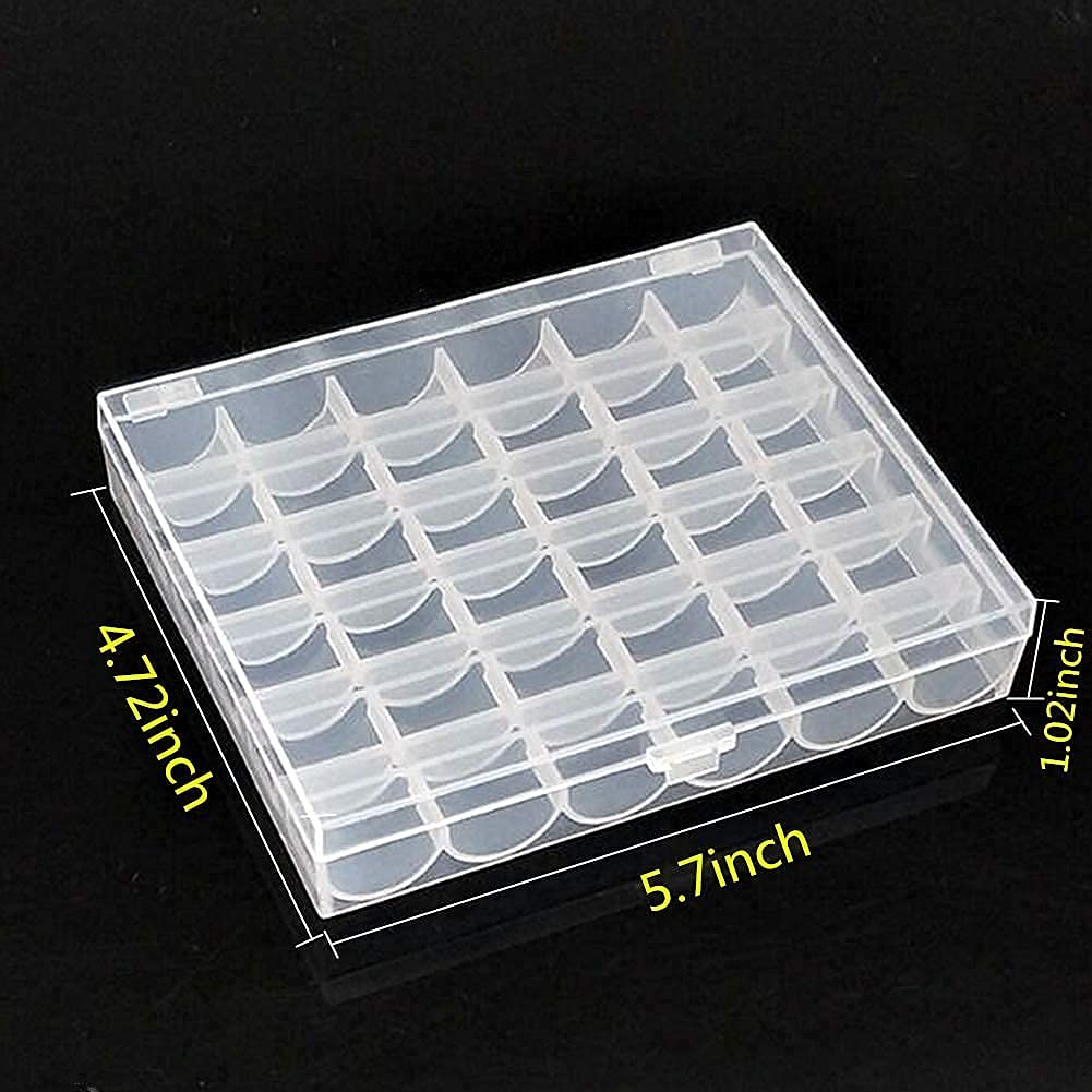 Fbshicung Bobbin, 36 Pcs Sewing Machine Bobbins, Plastic Bobbins with Case Fit for Brother, Singer, Janome and More, Sewing Tools