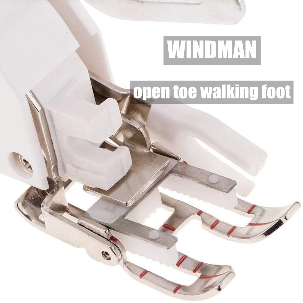 Windman Open Toe Walking Foot W/Guide for Quilting and Sewing Stitch Through Multiple Layers for Brother Singer Janome Sewing Machines