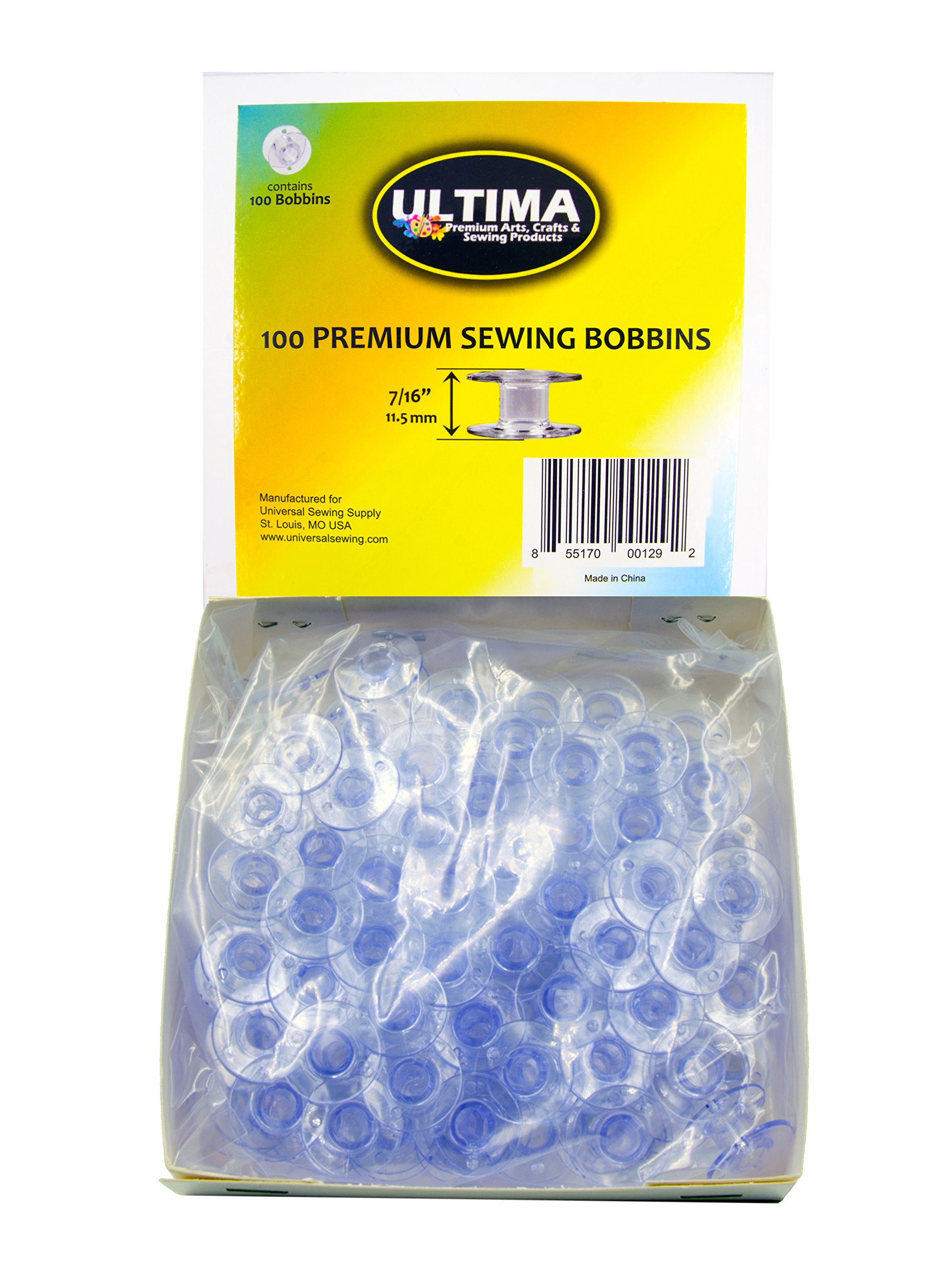 Ultima Premium Sewing Machine Bobbins - Style SA-156 Bobbins for Brother, Singer, Babylock, Janome, Kenmore & Other Sewing Machines (100 Bobbins)