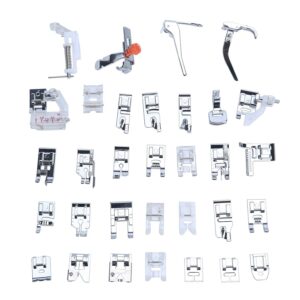 professional domestic 32 pcs sewing machine presser foot set for brother, babylock, singer, janome, elna, toyota, new home, simplicity, kenmore, and white low shank sewing machines by stormshopping