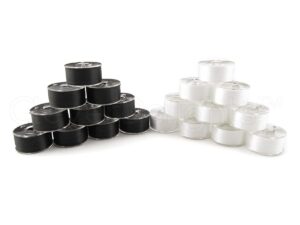 cleverdelights black and white prewound bobbins - 24 pack - size a bobbins - 60wt - sa156 replacement