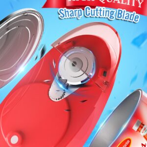 Electric Can Opener, Hand Free Can Opener Easy Open Any Can Sizes with Smooth Edge, Food-Safe Portable Battery Operated Electric Can Openers (Red)