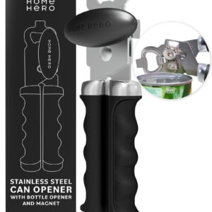 Can Opener Manual Can Opener Smooth Edge - Can Openers for Seniors - Heavy Duty, Stainless Steel Hand Can Opener, Heavy Duty Can Opener, Hand Held Can Opener - Ergonomic Handle