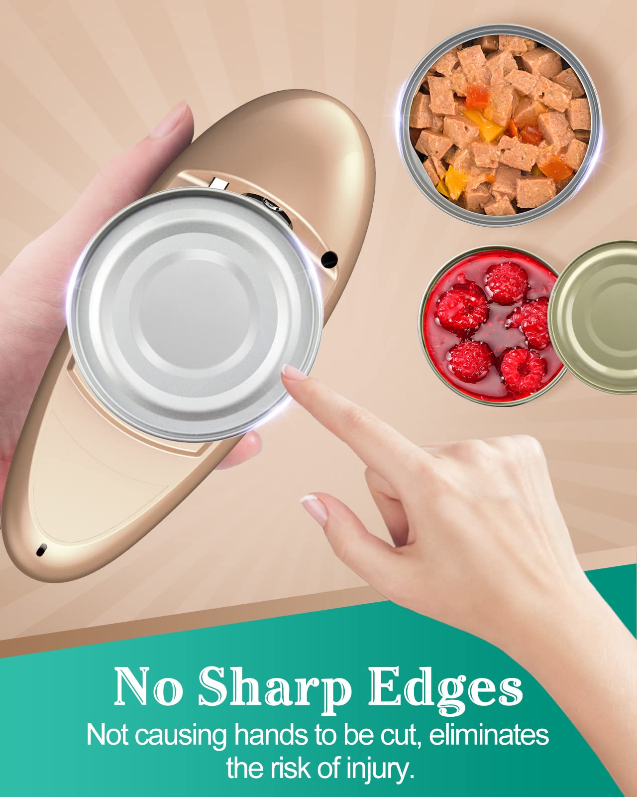 Electric Can Opener, No Sharp Edge Can Opener Electric, Hands-Free Electric Can Opener for Kitchen, Automatic Can Opener for Any Size, Kitchen Gadget Handheld Can Opener for Arthritis and Seniors