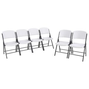 lifetime 80747 commercial grade folding chairs, 6 pack, white granite