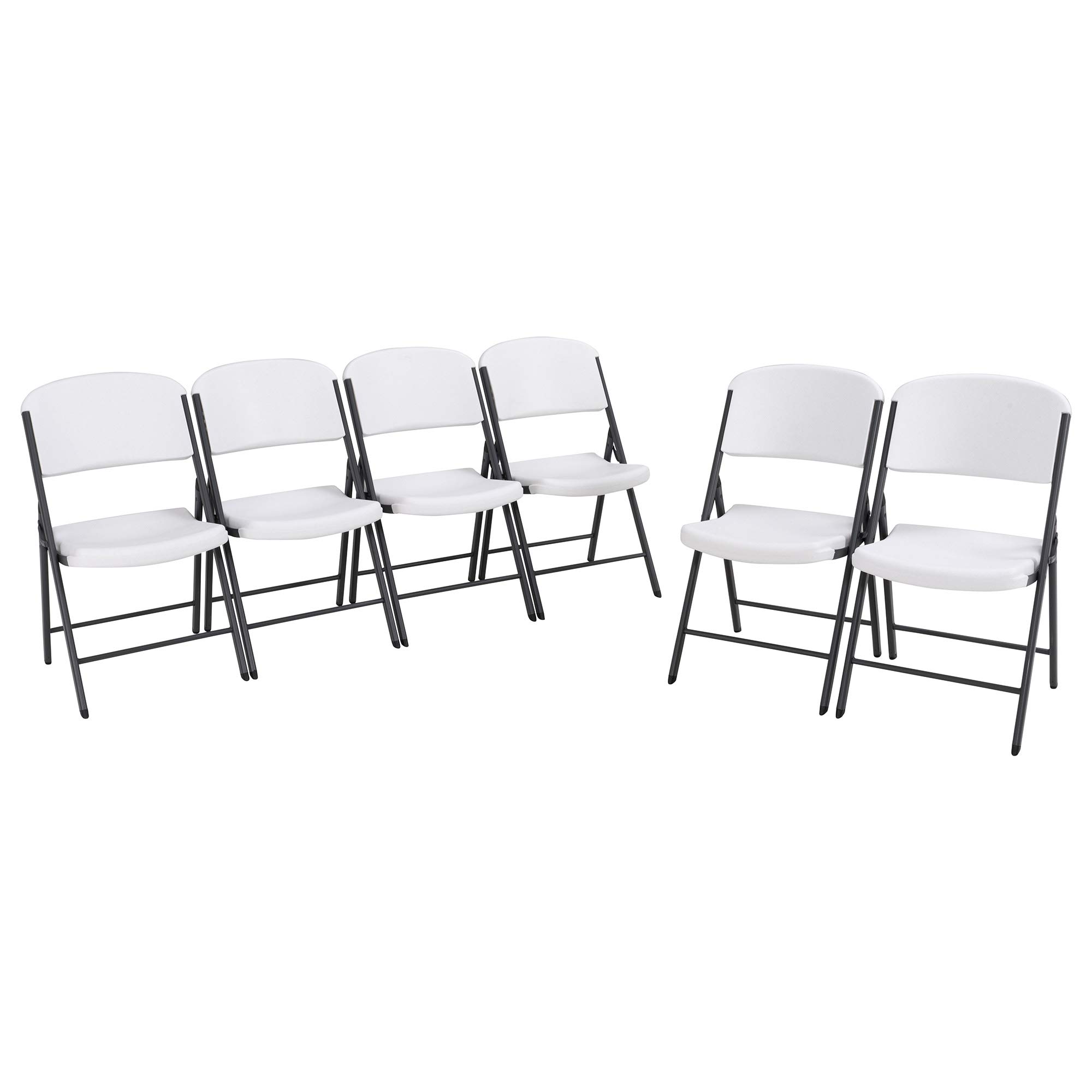 LIFETIME 80747 Commercial Grade Folding Chairs, 6 Pack, White Granite