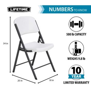 LIFETIME 80747 Commercial Grade Folding Chairs, 6 Pack, White Granite