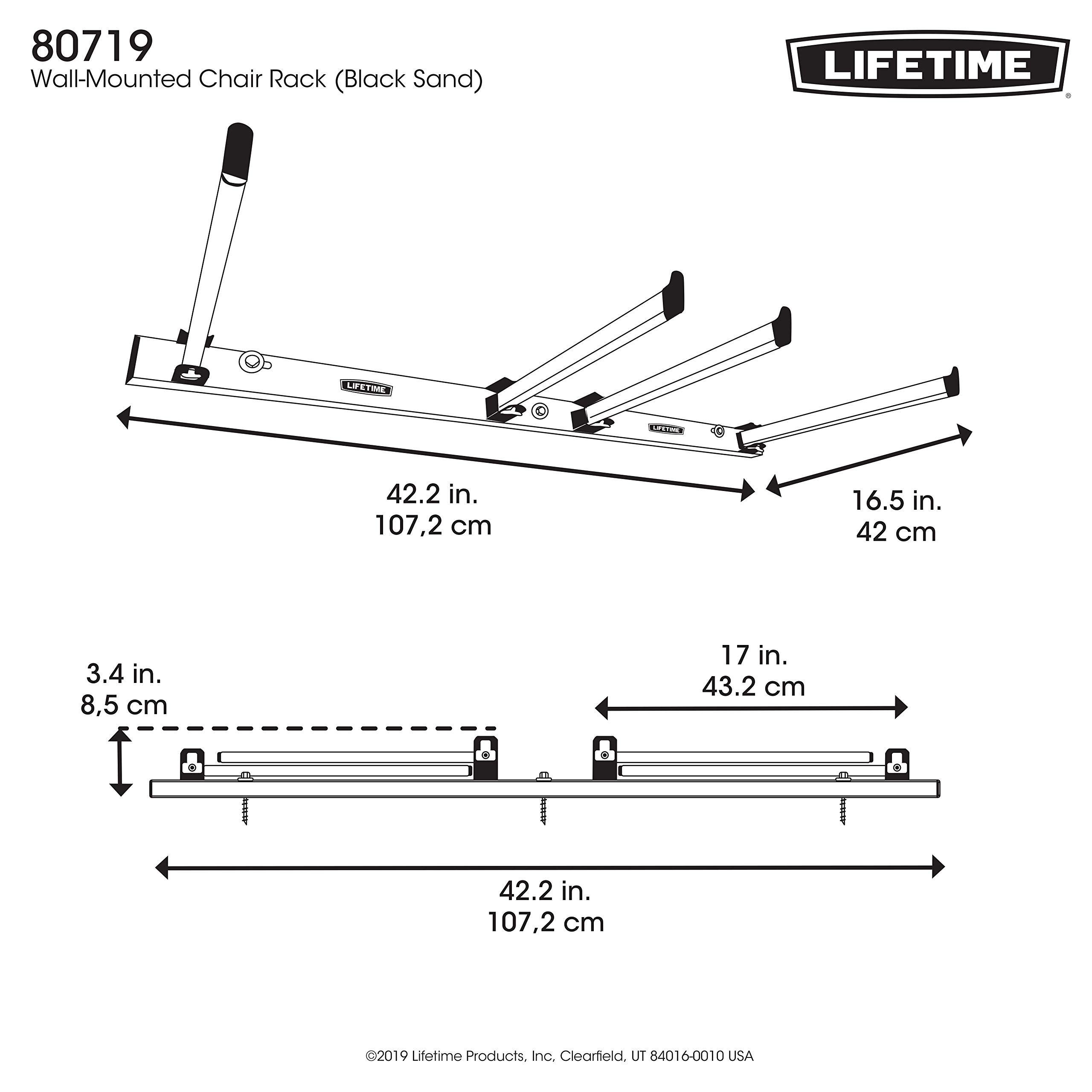 Lifetime 80719 Wall Mounted Chair Rack Black