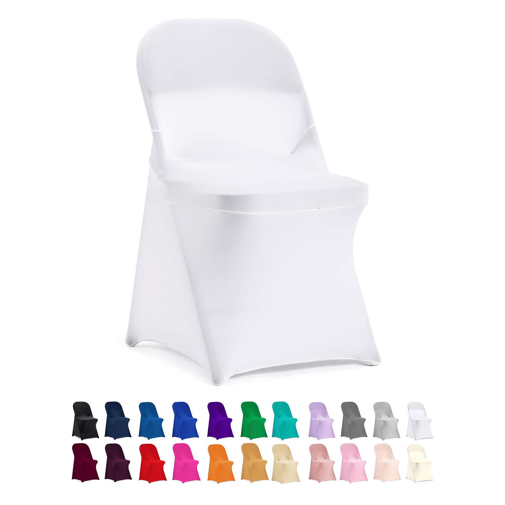 Peomeise Stretch Spandex Folding Chair Cover for Wedding Party Dining Banquet Event (White,12pcs)