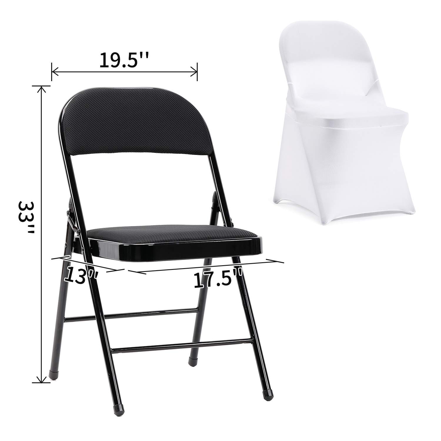 Peomeise Stretch Spandex Folding Chair Cover for Wedding Party Dining Banquet Event (White,12pcs)