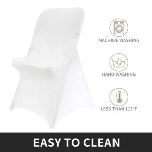 Peomeise Stretch Spandex Folding Chair Cover for Wedding Party Dining Banquet Event (White,12pcs)