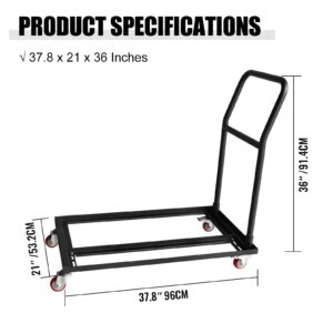 Folding Chair Dolly Black Multifunction Folding Chair Cart Commercial, Folding Chair Storage Cart with 2 Swivel Casters, Storage and Transport Dolly for Plastic Resin and Wood Folding Chairs