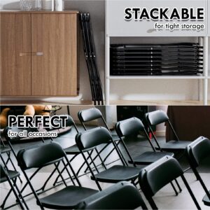 AJP Distributors 10 Pack 650 lb. Capacity Premium Plastic Folding Chairs Wedding Party Outdoor Indoor Office Meeting House Dinner Diner Black