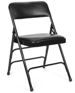 xl series vinyl upholstered folding chair (4 pack) - heavy duty 1.25" thick padded seat and back, triple braced - quad hinging, 300 lb tested (black)