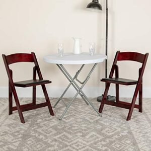 emma + oliver 2 pack mahogany wood folding chair with vinyl padded seat