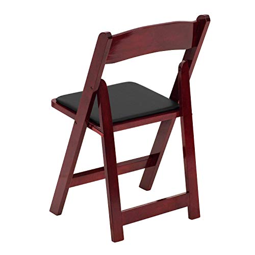 EMMA + OLIVER 2 Pack Mahogany Wood Folding Chair with Vinyl Padded Seat