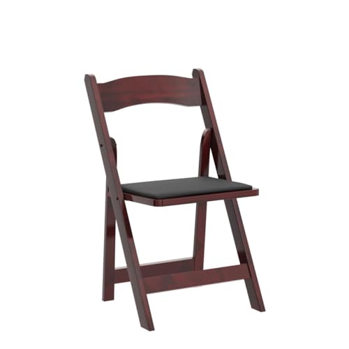 EMMA + OLIVER 2 Pack Mahogany Wood Folding Chair with Vinyl Padded Seat