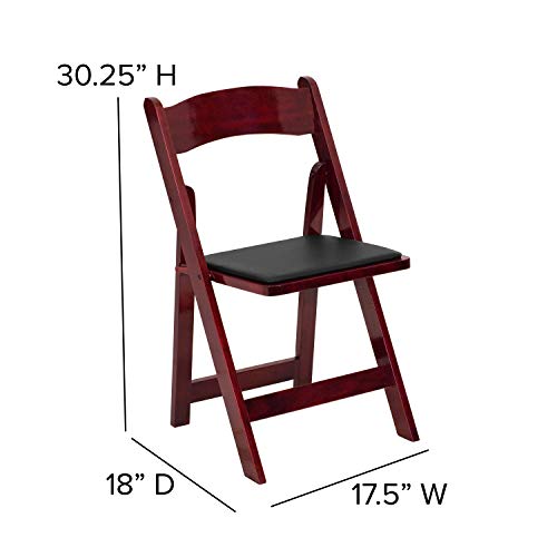 EMMA + OLIVER 2 Pack Mahogany Wood Folding Chair with Vinyl Padded Seat