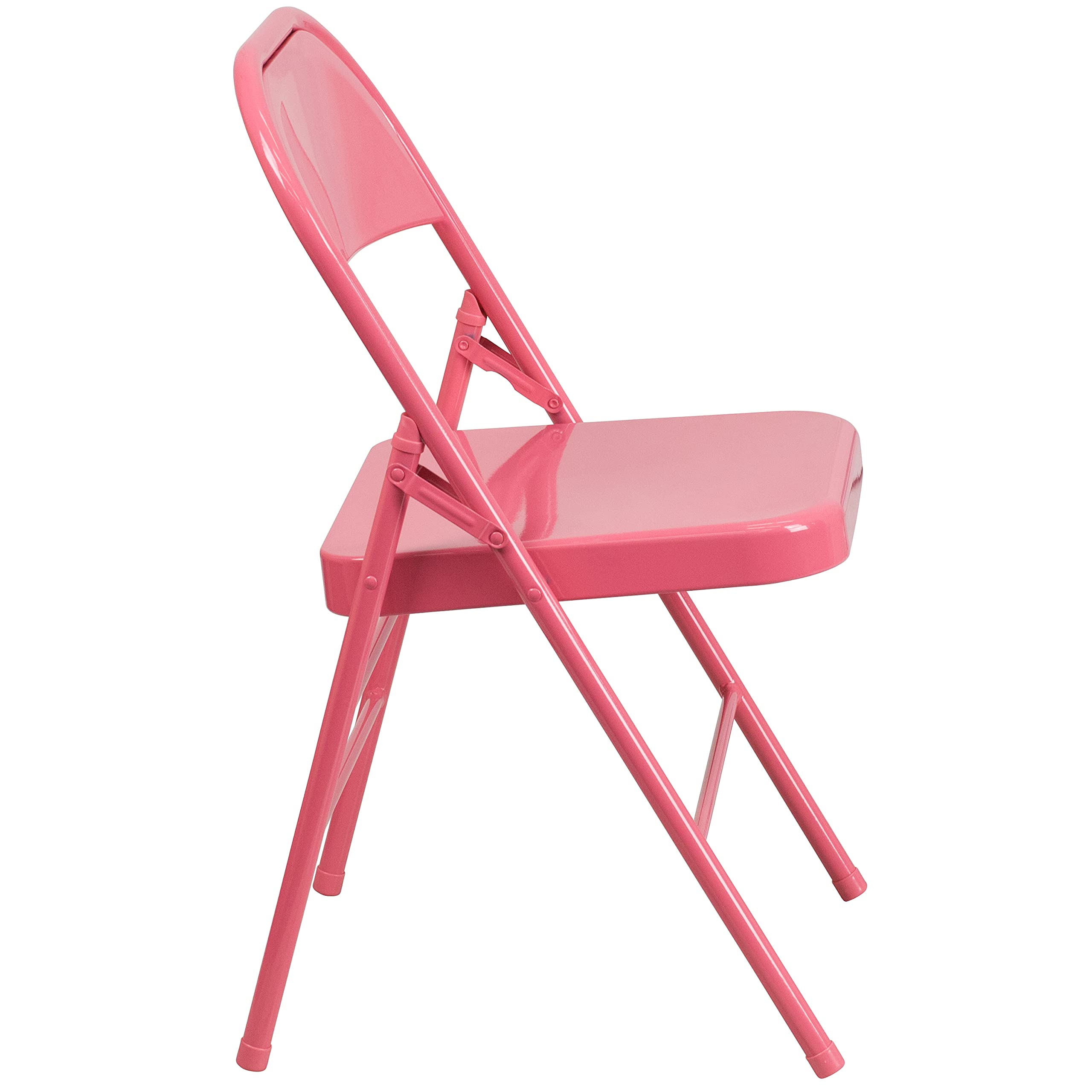 EMMA + OLIVER 2 Pack Bubblegum Pink Triple Braced & Double Hinged Metal Folding Chair