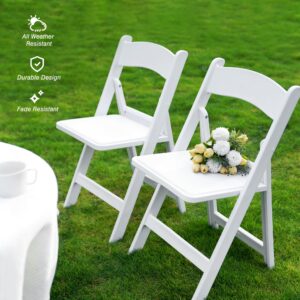 Allpop 4 Pack Resin Folding Chair with Vinyl Padded Seat, 550LB Capacity, Commercial Chair Set for Party Wedding Picnic Events, White