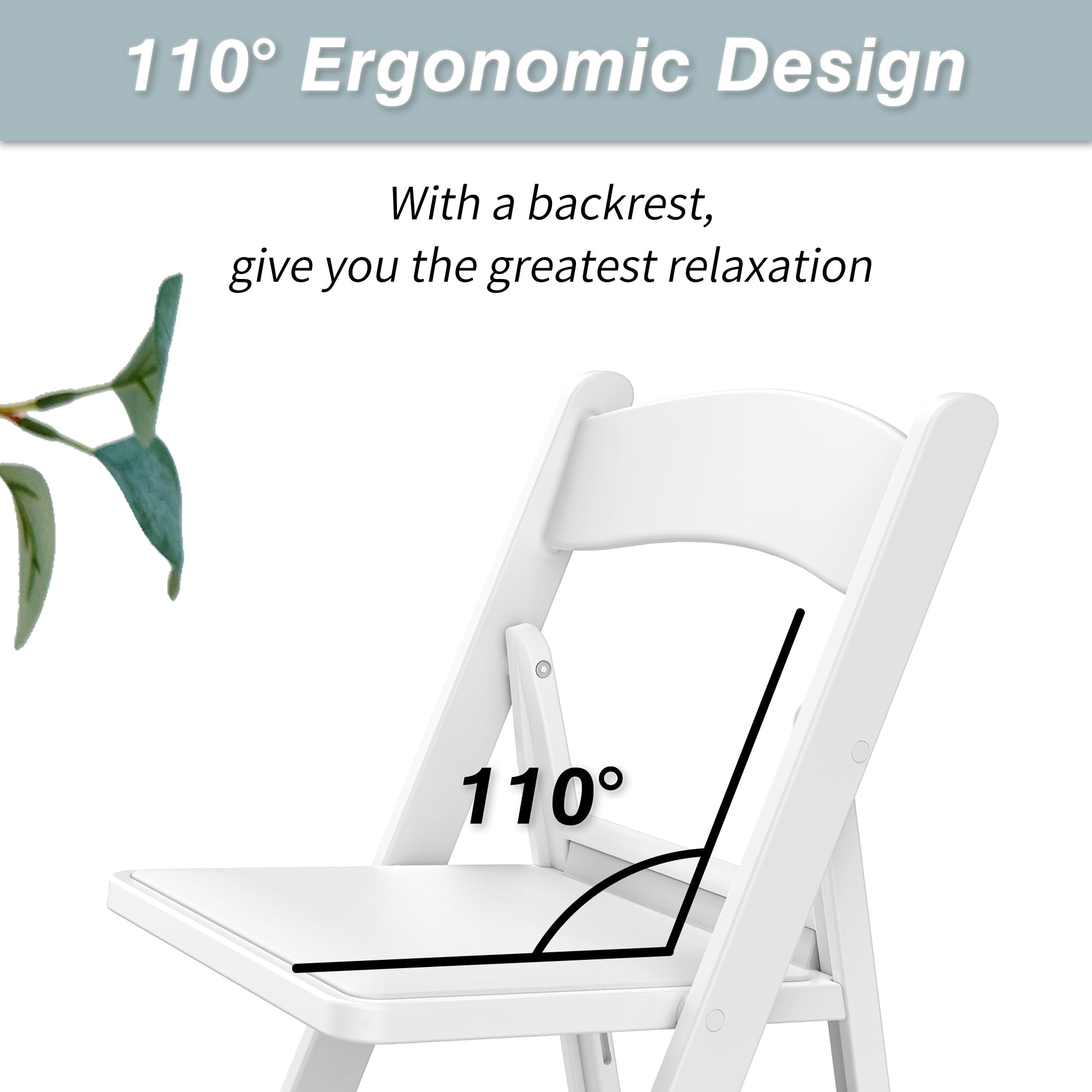 Allpop 4 Pack Resin Folding Chair with Vinyl Padded Seat, 550LB Capacity, Commercial Chair Set for Party Wedding Picnic Events, White