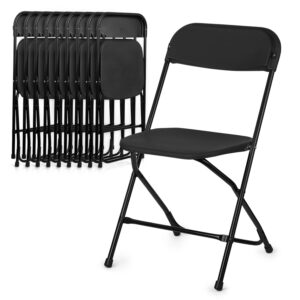 magshion plastic folding chairs 10 pack foldable dinning chairs for wedding parties event outdoor indoor lightweight chair 330lb capacity, black