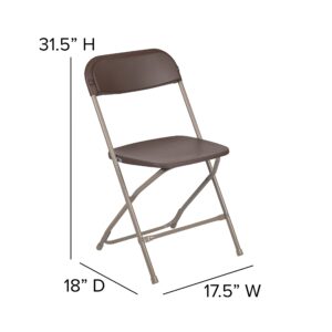 EMMA + OLIVER Folding Chair - Brown Plastic - 4 Pack 650LB Weight Capacity Comfortable Event Chair - Lightweight Folding Chair