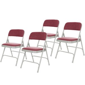 oef furnishings deluxe fabric upholstered double hinge premium folding chairs, red