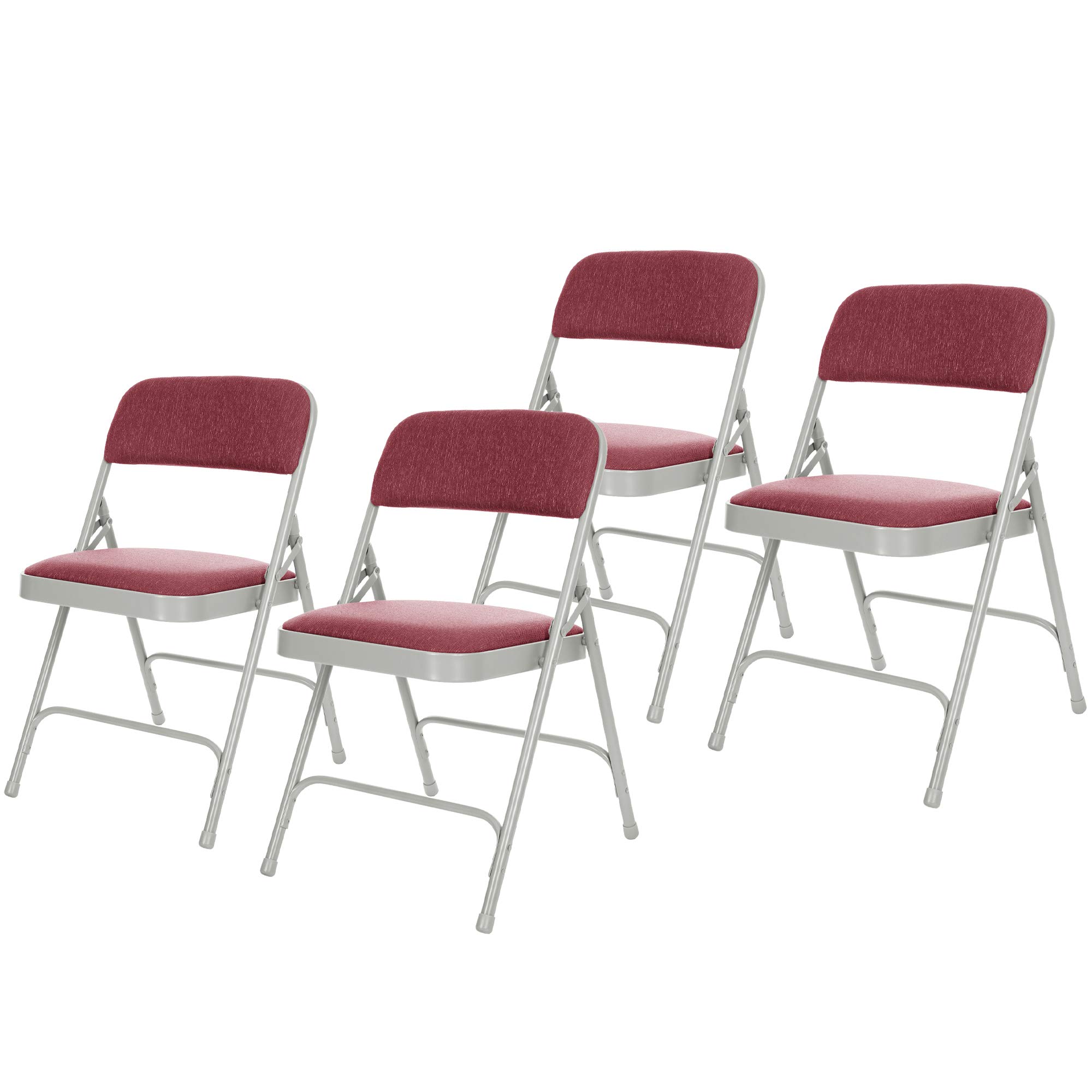 OEF Furnishings Deluxe Fabric Upholstered Double Hinge Premium Folding Chairs, Red