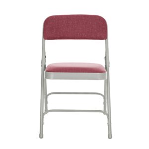 OEF Furnishings Deluxe Fabric Upholstered Double Hinge Premium Folding Chairs, Red