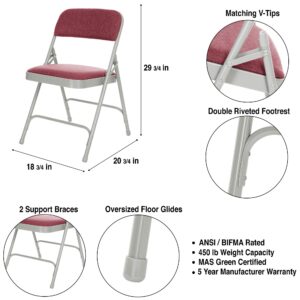 OEF Furnishings Deluxe Fabric Upholstered Double Hinge Premium Folding Chairs, Red