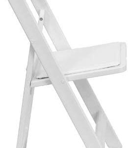 TentandTable White Resin Stackable Folding Chairs | 4 Pack | Heavy Duty | 300-Pound Capacity | for Banquets, Weddings, and Events