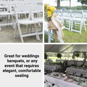 TentandTable White Resin Stackable Folding Chairs | 4 Pack | Heavy Duty | 300-Pound Capacity | for Banquets, Weddings, and Events