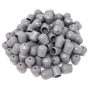 100 Pack Chair Leg Caps for Party Rental Style Plastic Folding Chairs, Fits 3/4 Inch Dia. Frame, Protect Floors Gray