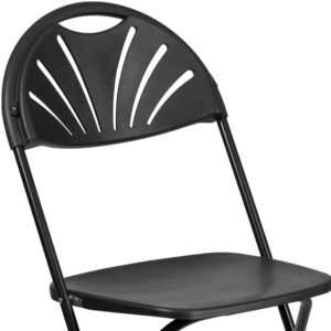 EMMA + OLIVER 8 Pack 650 lb. Capacity Black Plastic Fan Back Folding Chair