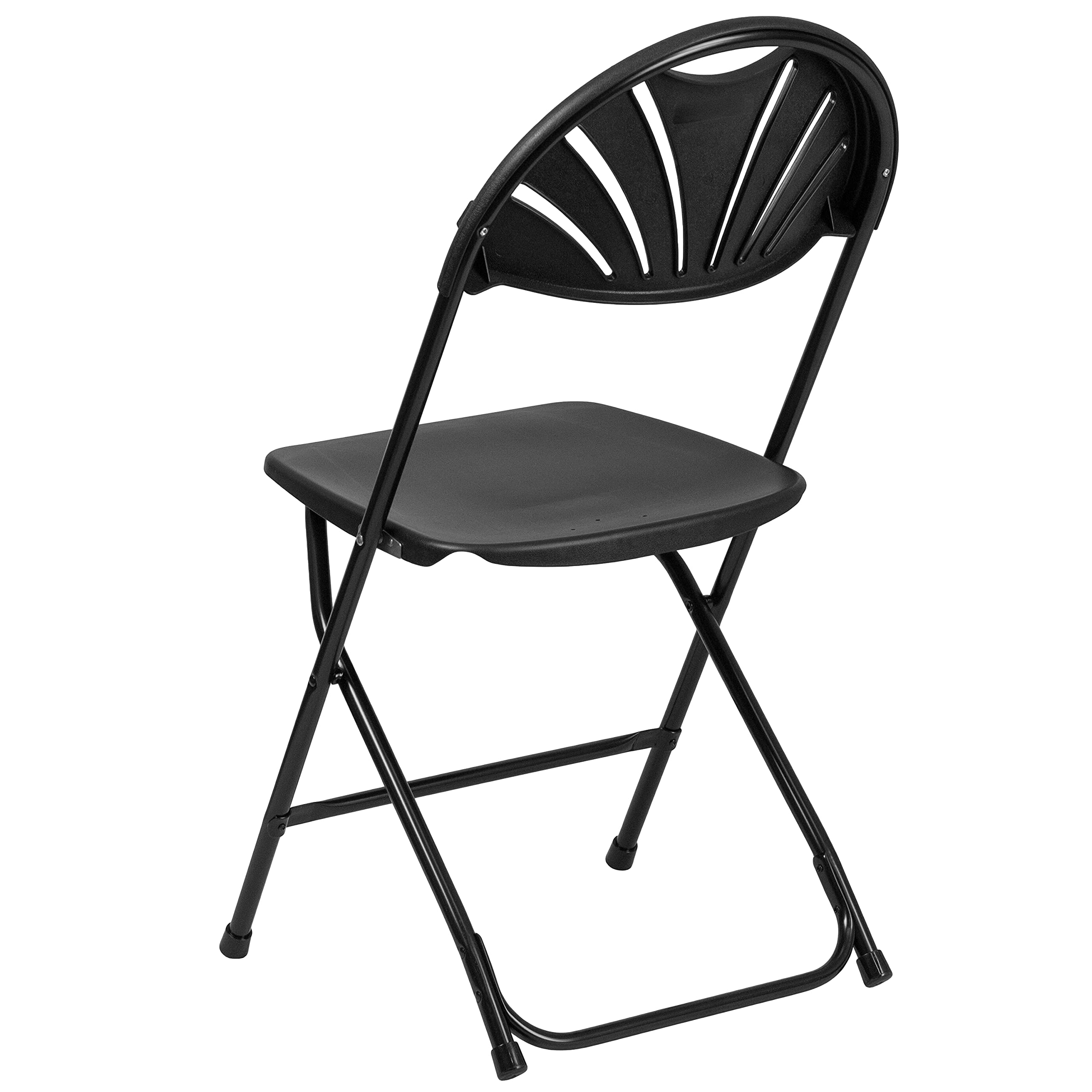 EMMA + OLIVER 8 Pack 650 lb. Capacity Black Plastic Fan Back Folding Chair