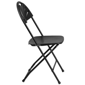 EMMA + OLIVER 8 Pack 650 lb. Capacity Black Plastic Fan Back Folding Chair