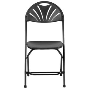 EMMA + OLIVER 8 Pack 650 lb. Capacity Black Plastic Fan Back Folding Chair