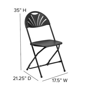 EMMA + OLIVER 8 Pack 650 lb. Capacity Black Plastic Fan Back Folding Chair