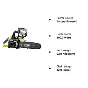 Ryobi ONE+ 12 in. 18-Volt Brushless Lithium-Ion Electric Cordless Chainsaw - 4.0 Ah Battery and Charger Included