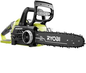 ryobi one+ 12 in. 18-volt brushless lithium-ion electric cordless chainsaw - 4.0 ah battery and charger included